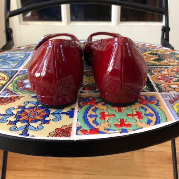 Talbots | Shoes | Talbots Chili Red Patent Peep Toe Flats 7m | Poshmark